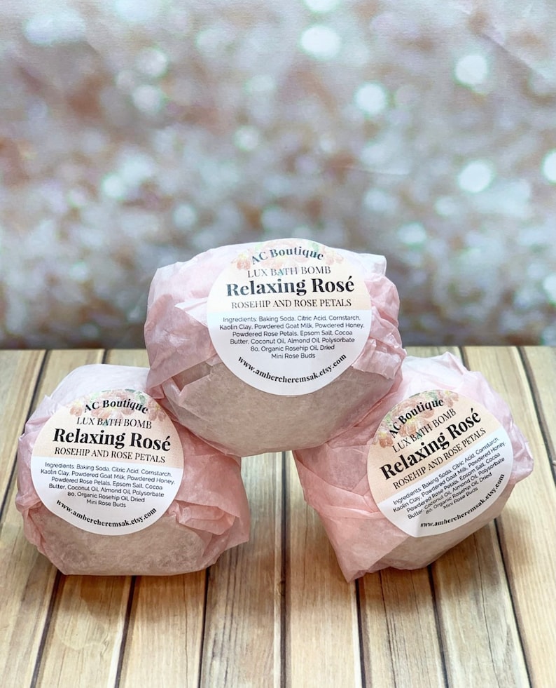 3 Pack Relaxing Rosé Lux Bath Bombs: Bath Bomb Set, Bath Bomb Gift Set ...