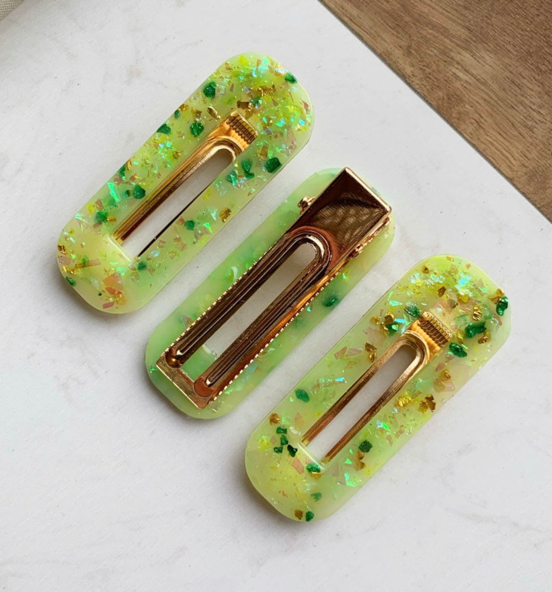 3 Pack Iriserende Groene Haar Barrette Clips: Haar Accessoires ...