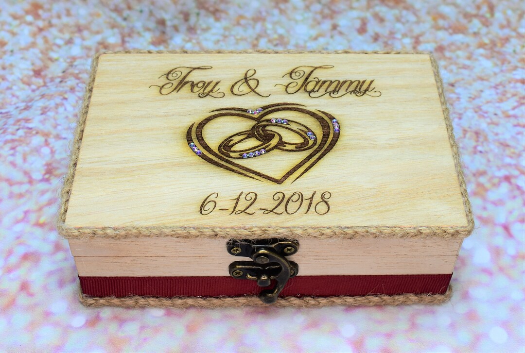 Custom Wooden Ring Box: Laser Engraved Ring Box, Wedding Ring Box ...