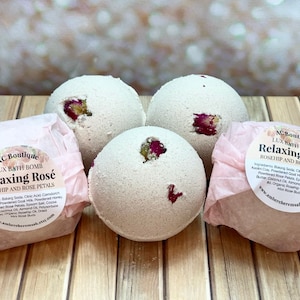 3 Pack Relaxing Rosé Lux Bath Bombs: Bath Bomb Set, Bath Bomb Gift Set ...