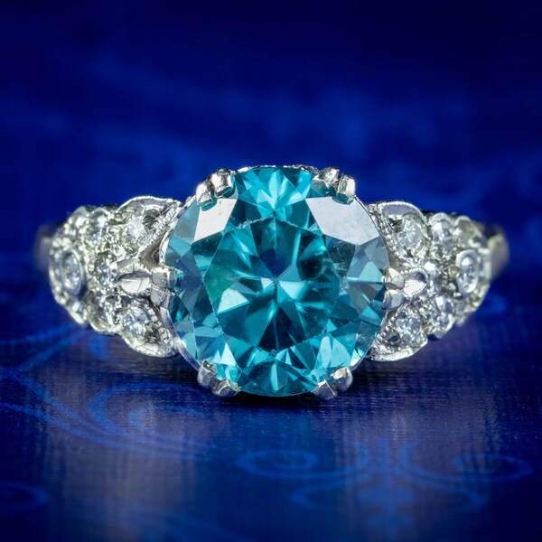 Blue Zircon Ring - Etsy
