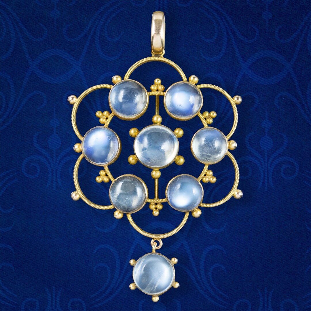Antique Victorian Moonstone Flower Pendant 9ct Gold - Etsy Australia