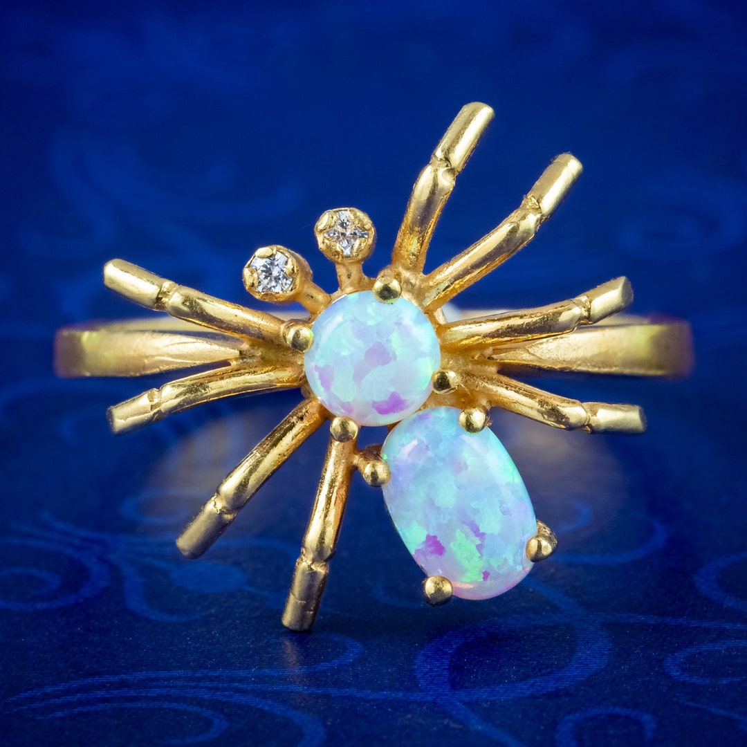 Victorian Style Opal Cz Spider Ring - Etsy