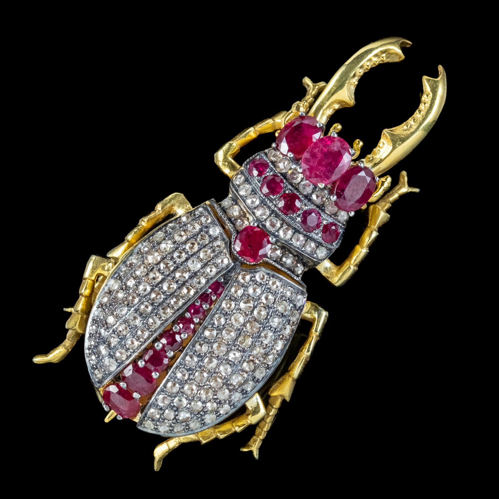 Edwardian Style Ruby Diamond Stag Beetle Brooch 2.5ct of Ruby - Etsy