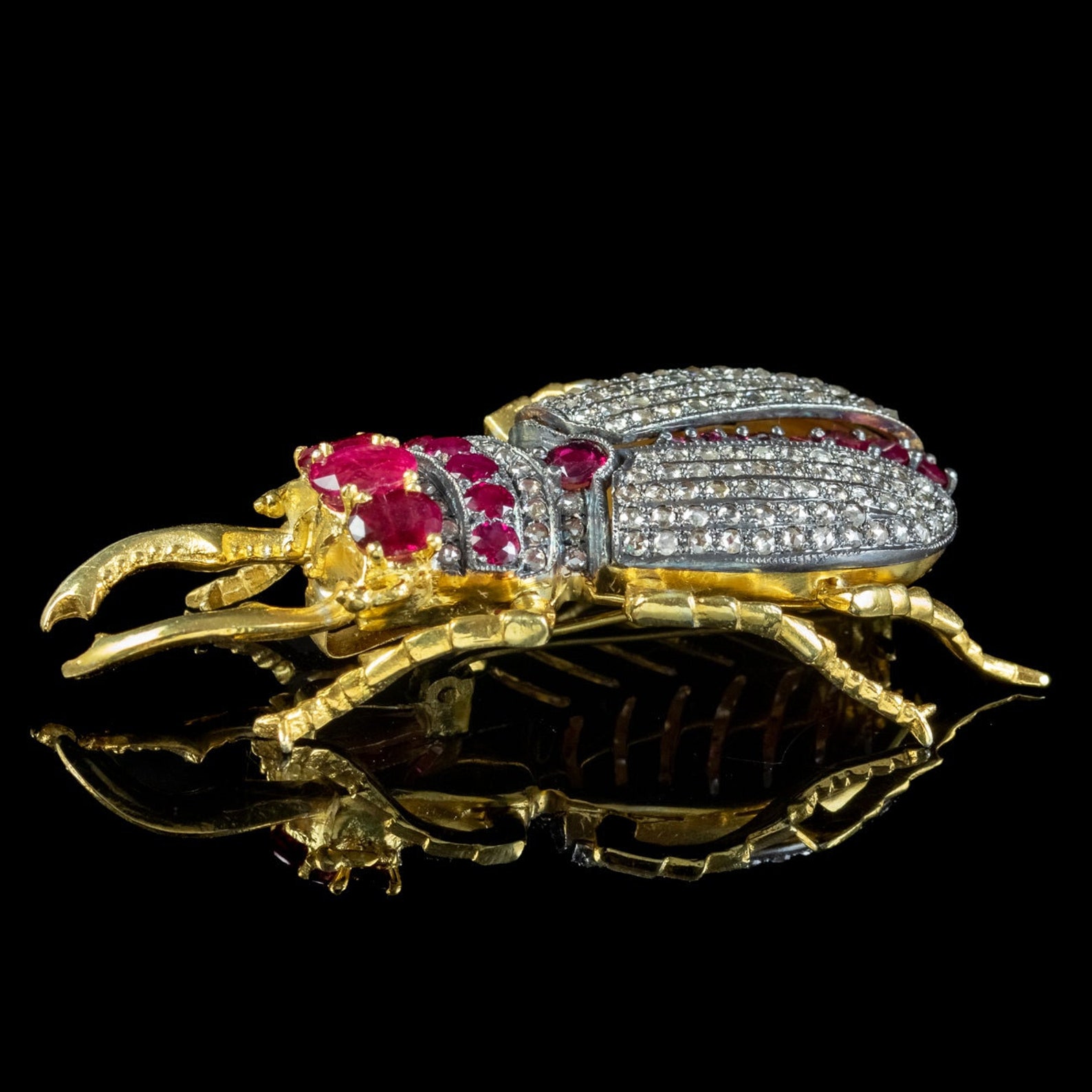 Edwardian Style Ruby Diamond Stag Beetle Brooch 2.5ct of Ruby - Etsy