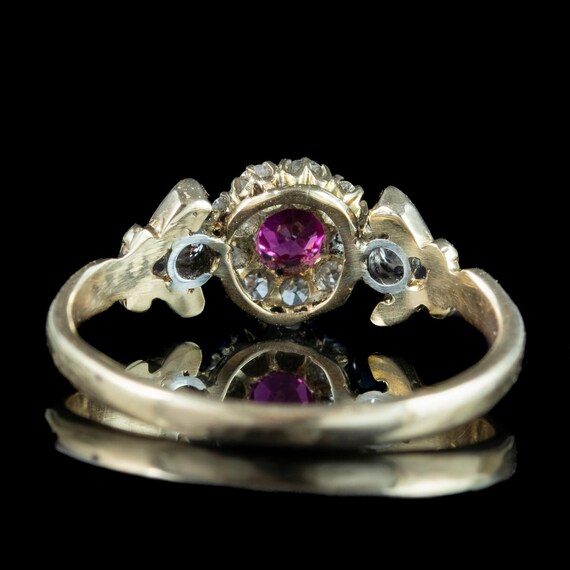 Antique Victorian Ruby Diamond Daisy Cluster Ring - Gem