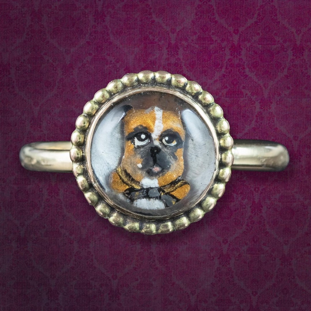 Antique Victorian Essex Crystal Ring Boxer Dog Portrait - Etsy