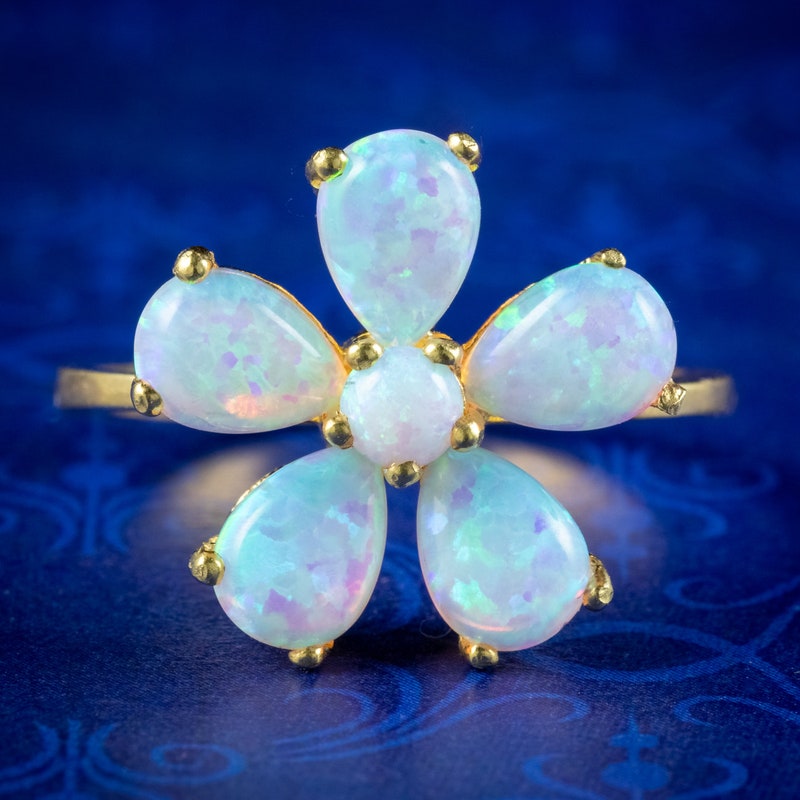 Opal Flower Ring - Etsy