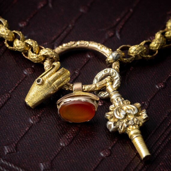 Antique Georgian Chain Bracelet With Watch Key Fob An… - Gem