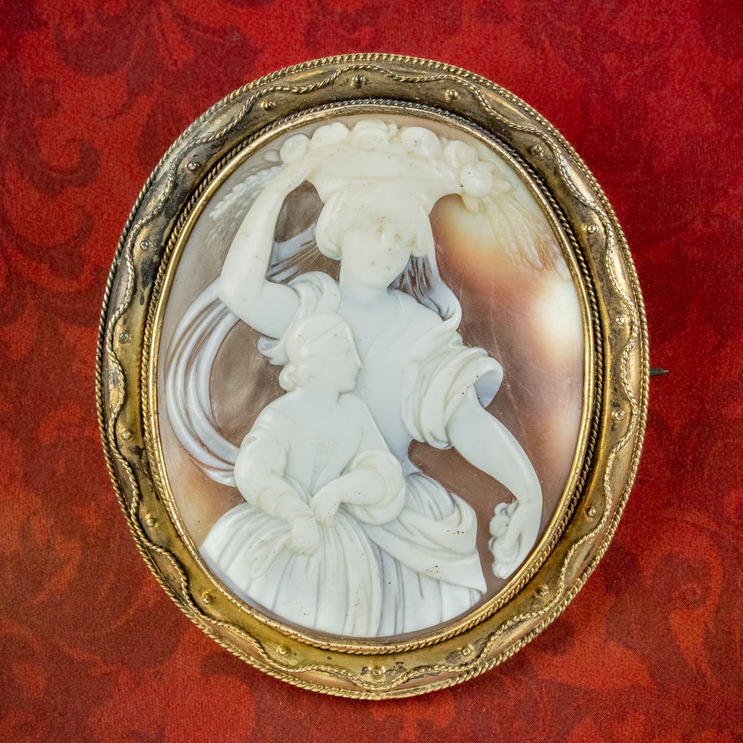 Antique Victorian Shell Cameo Brooch - Etsy