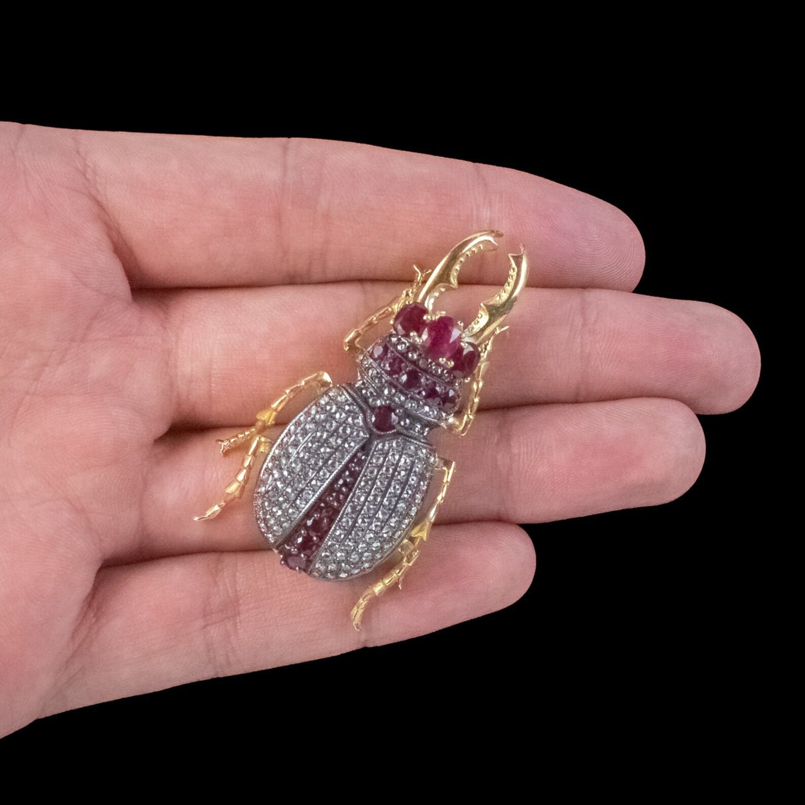 Edwardian Style Ruby Diamond Stag Beetle Brooch 2.5ct of Ruby - Etsy