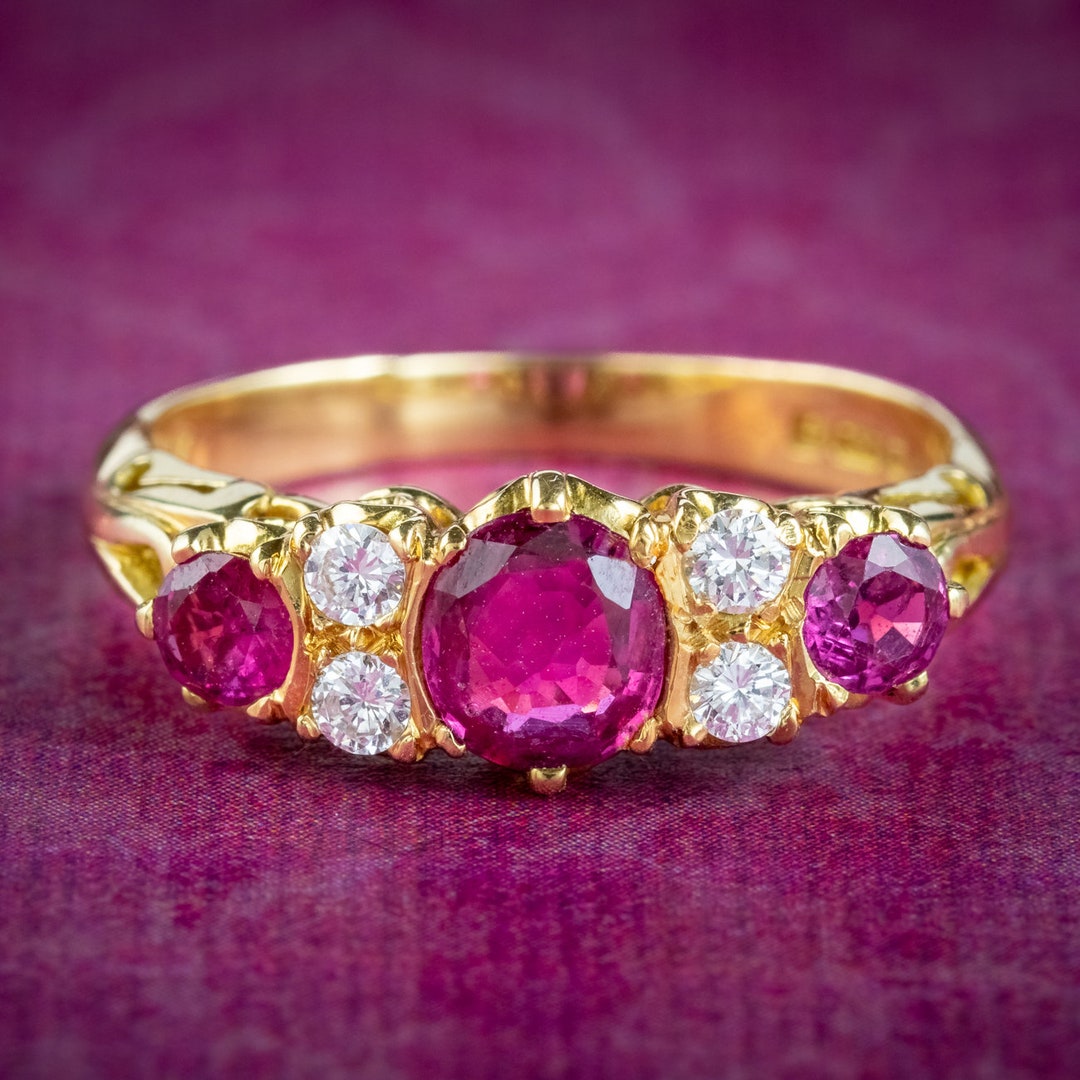 Vintage Ruby Diamond Ring 1.2ct Ruby Dated 1989 With Cert - Etsy
