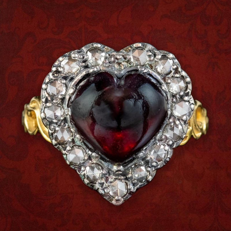 Gold Georgian Garnet Ring - Etsy UK