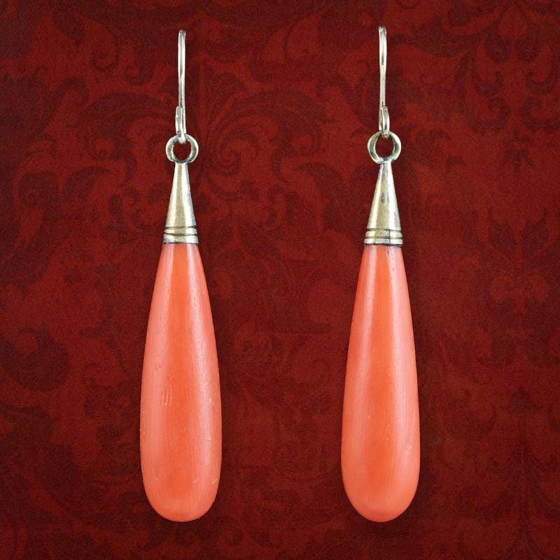 Coral Drop Earrings - Etsy
