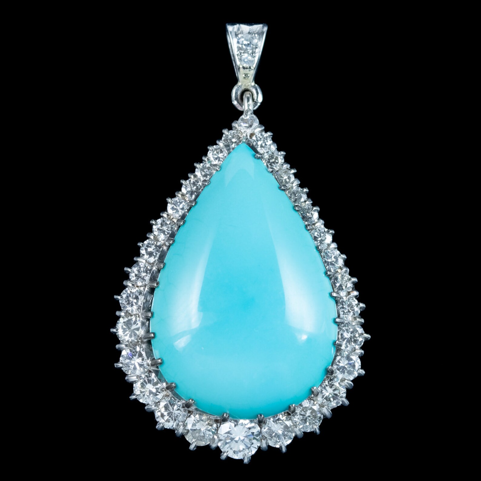 Vintage Turquoise Diamond Teardrop Pendant 25ct Turquoise - Etsy