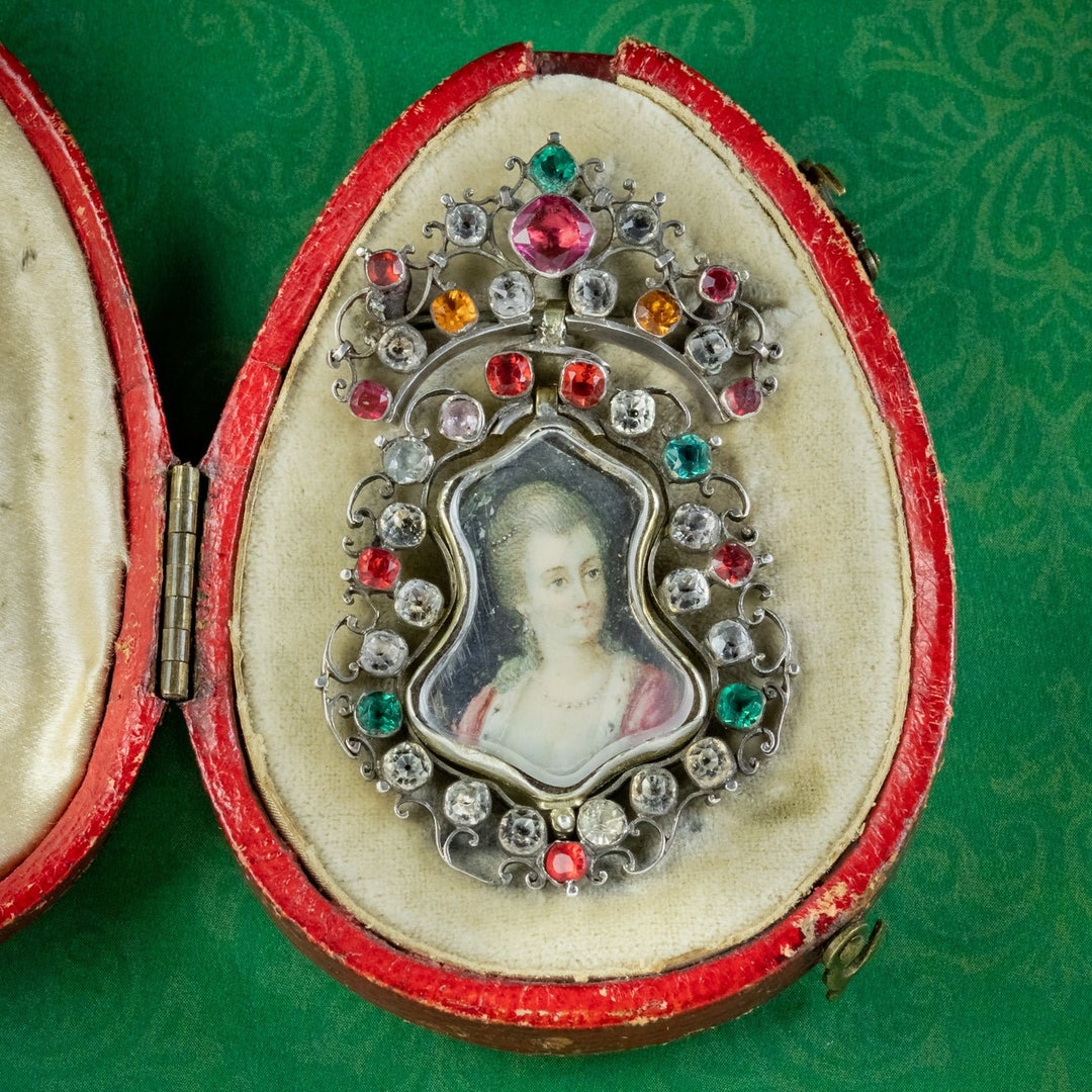 Antique Queen Anne Paste Portrait Brooch Pendant Silver Circa 1710 ...