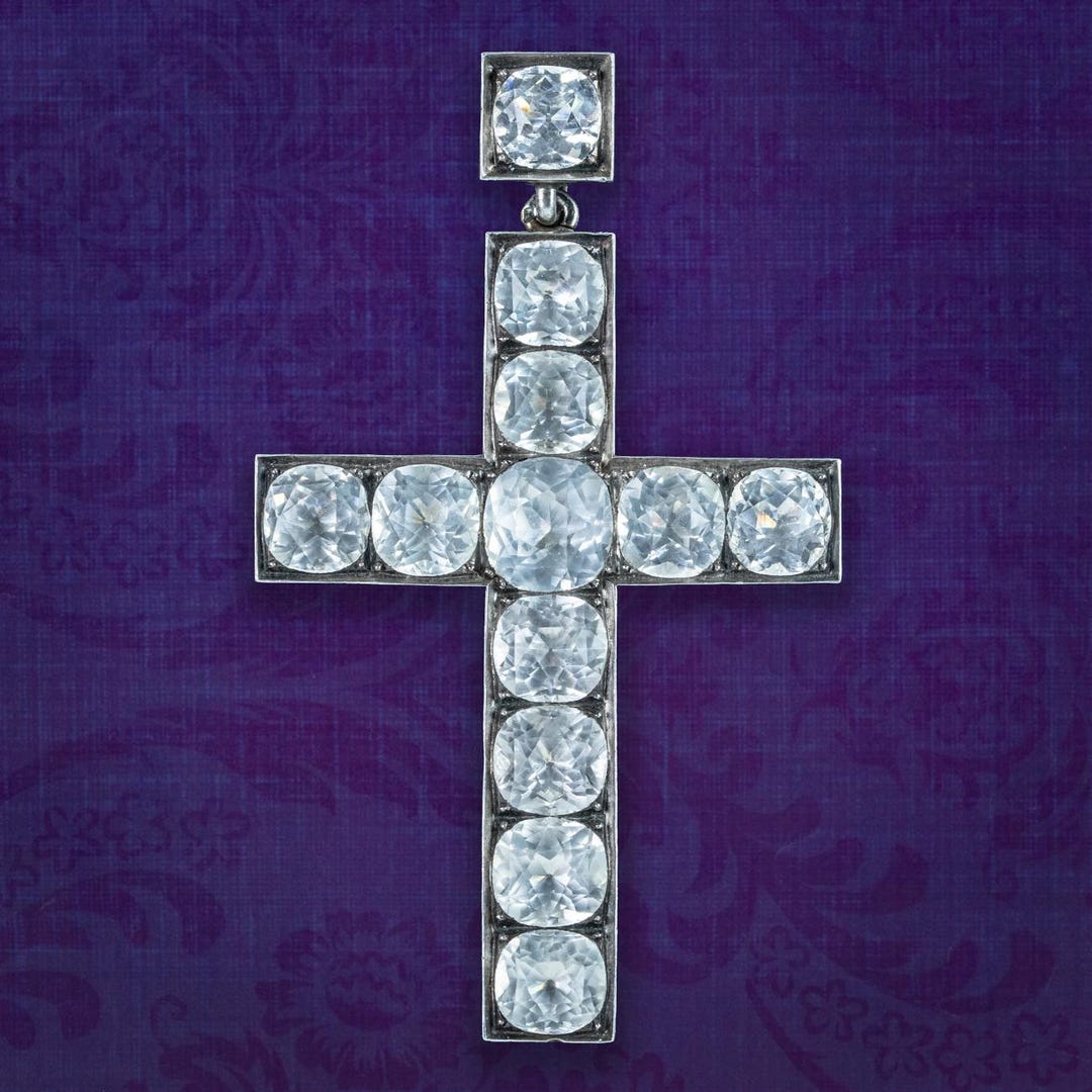 Antique Georgian Paste Cross Pendant Silver - Etsy