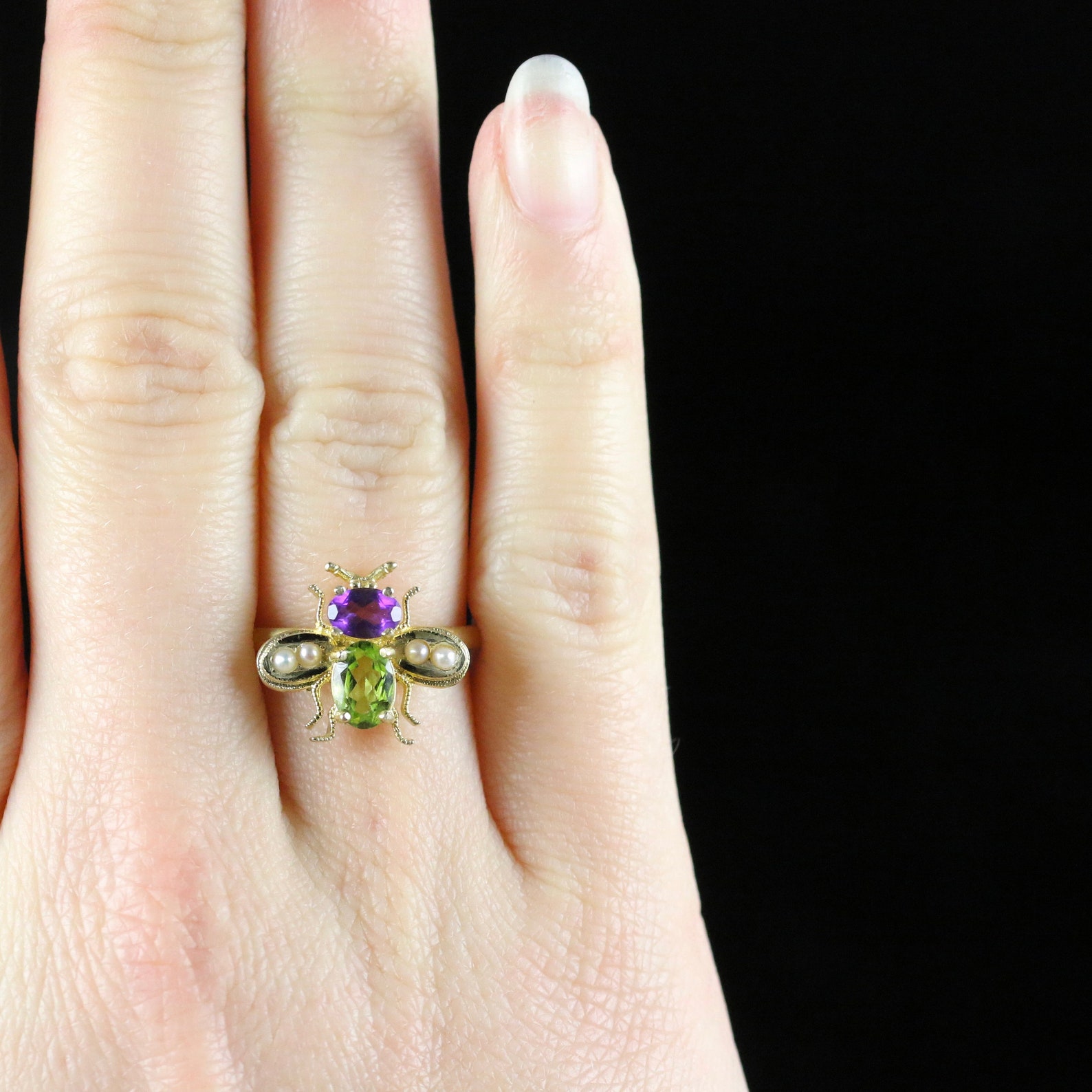 Suffragette Bee Ring Peridot Amethyst Pearl Silver 18ct Gold | Etsy