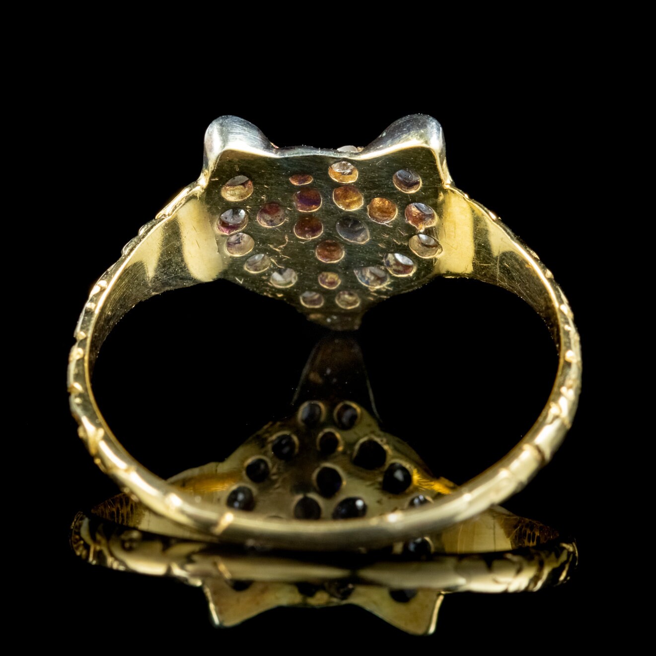 Victorian Style Diamond Fox Ring Ruby Eyes - Etsy UK