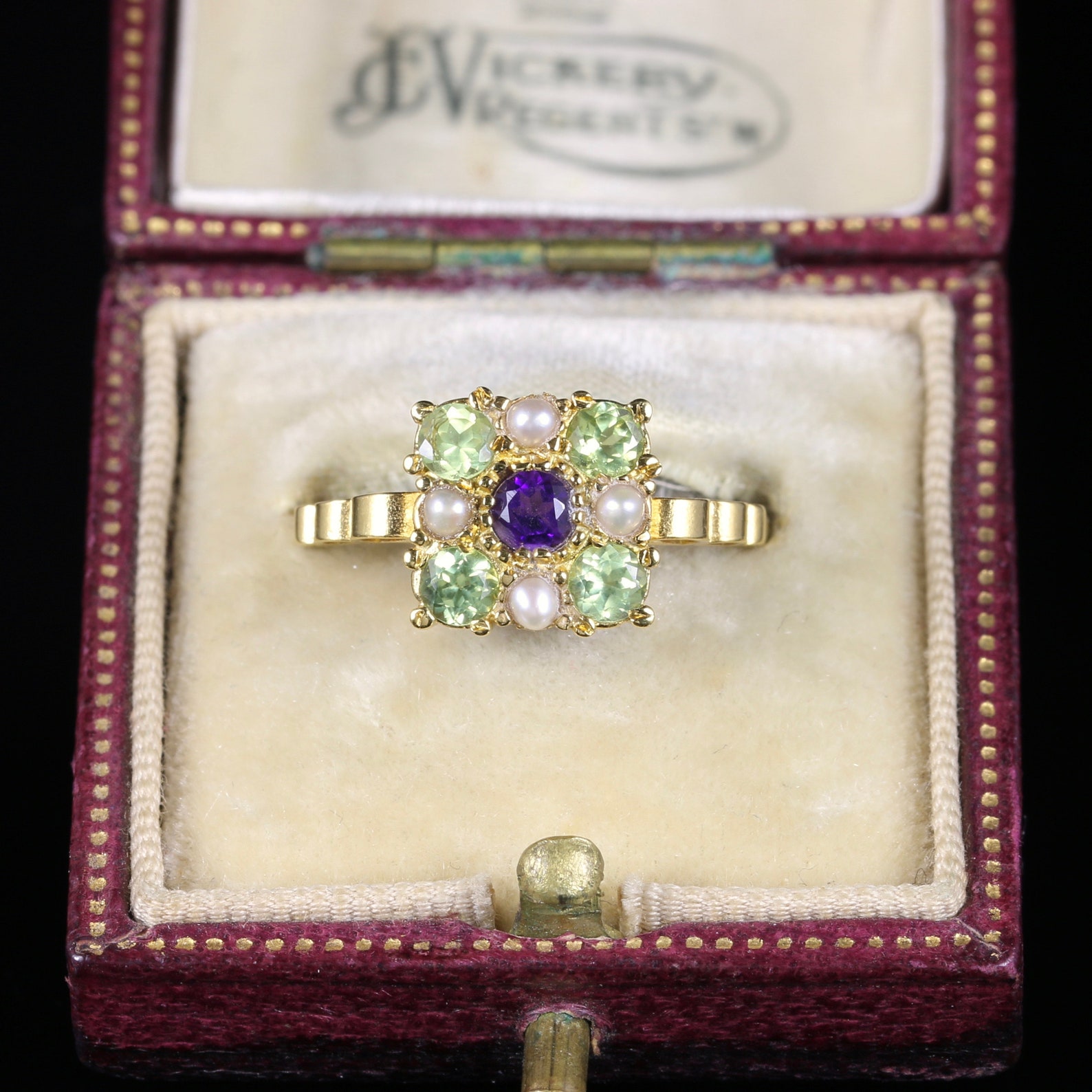 Suffragette Ring Amethyst Peridot Pearl 18ct Gold Silver - Etsy UK