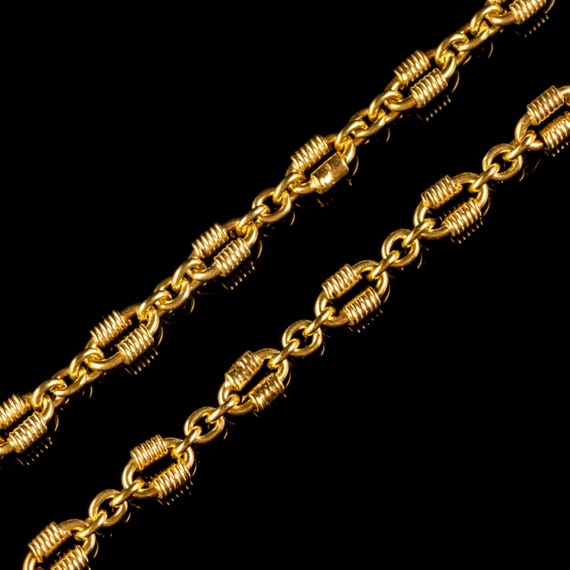 Antique Victorian Chain Necklace Silver 18ct Gold Gil… - Gem