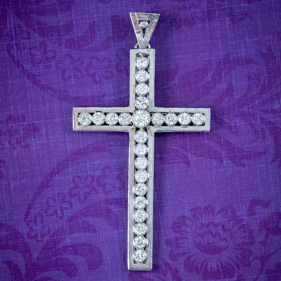 Antique Edwardian Diamond Cross Pendant Platinum 1.2ct Diamond - Etsy