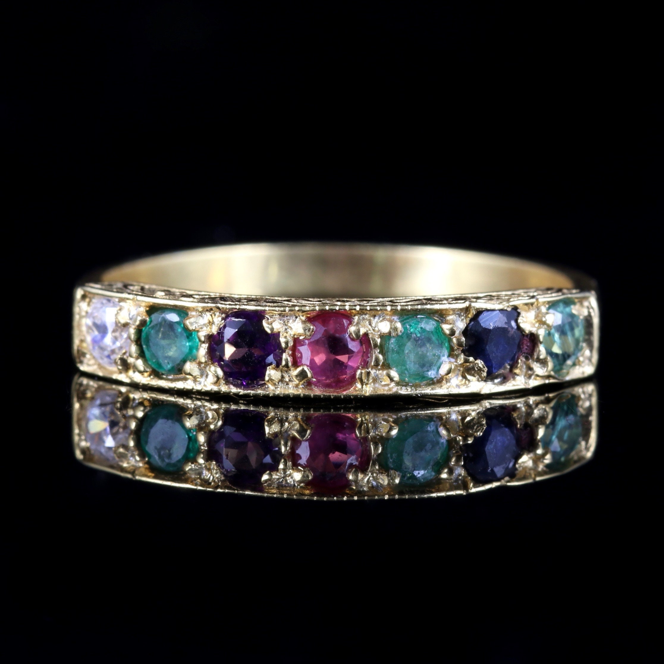 Victorian Style Gemstone Dearest Acronym Ring