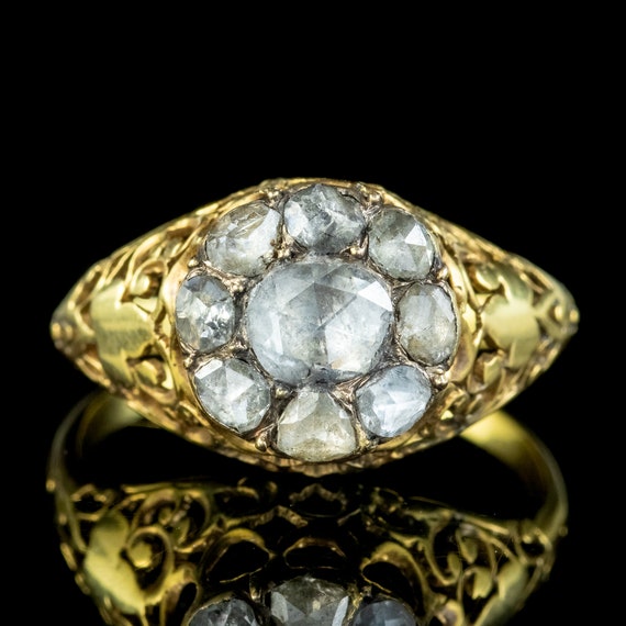 Antique Georgian Rose Cut Diamond Cluster Ring 1.5ct … - Gem Antique Georgian Rose Cut Diamond Cluster Ring 1.5ct … - Gem