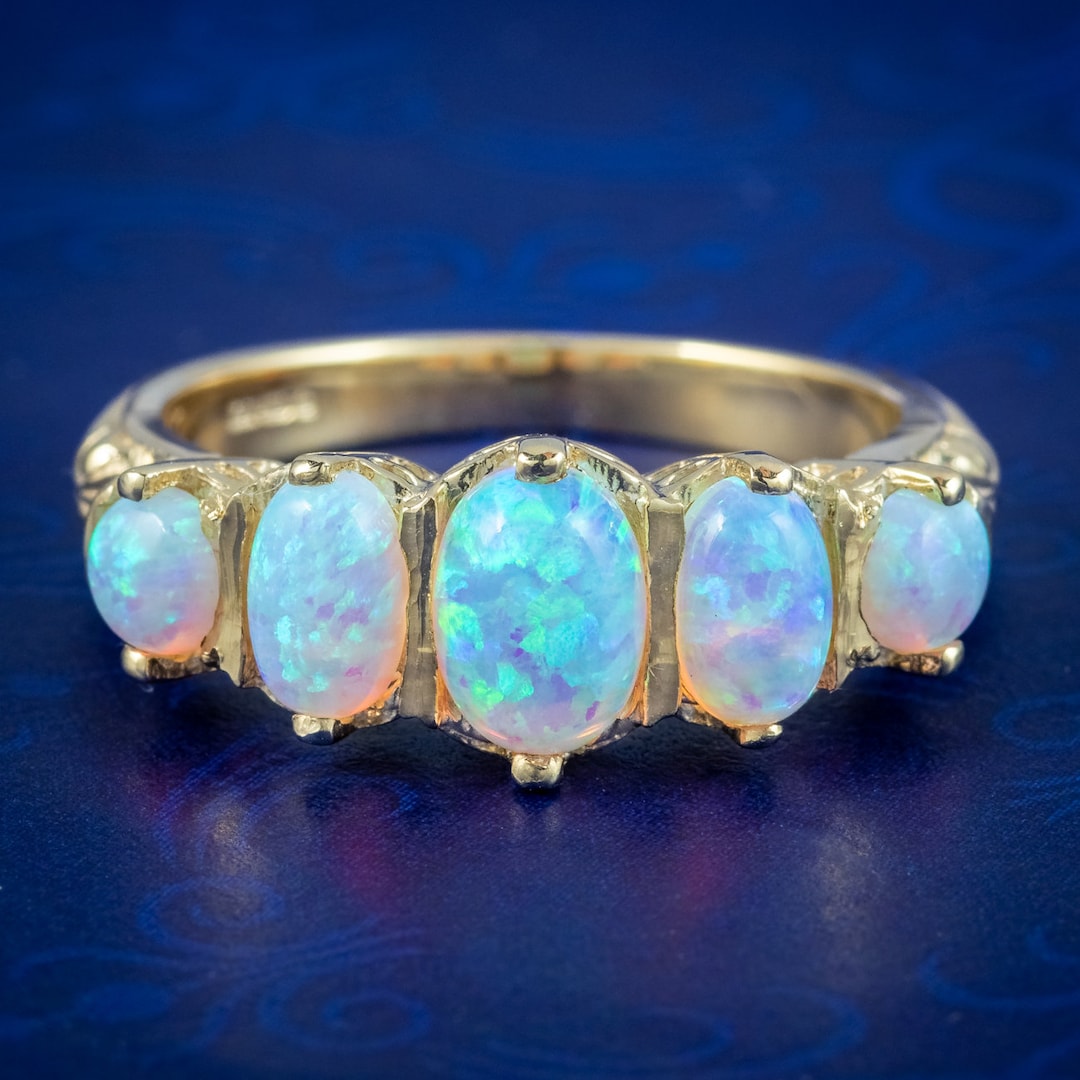 Victorian Style Opal Five Stone Ring - Etsy UK