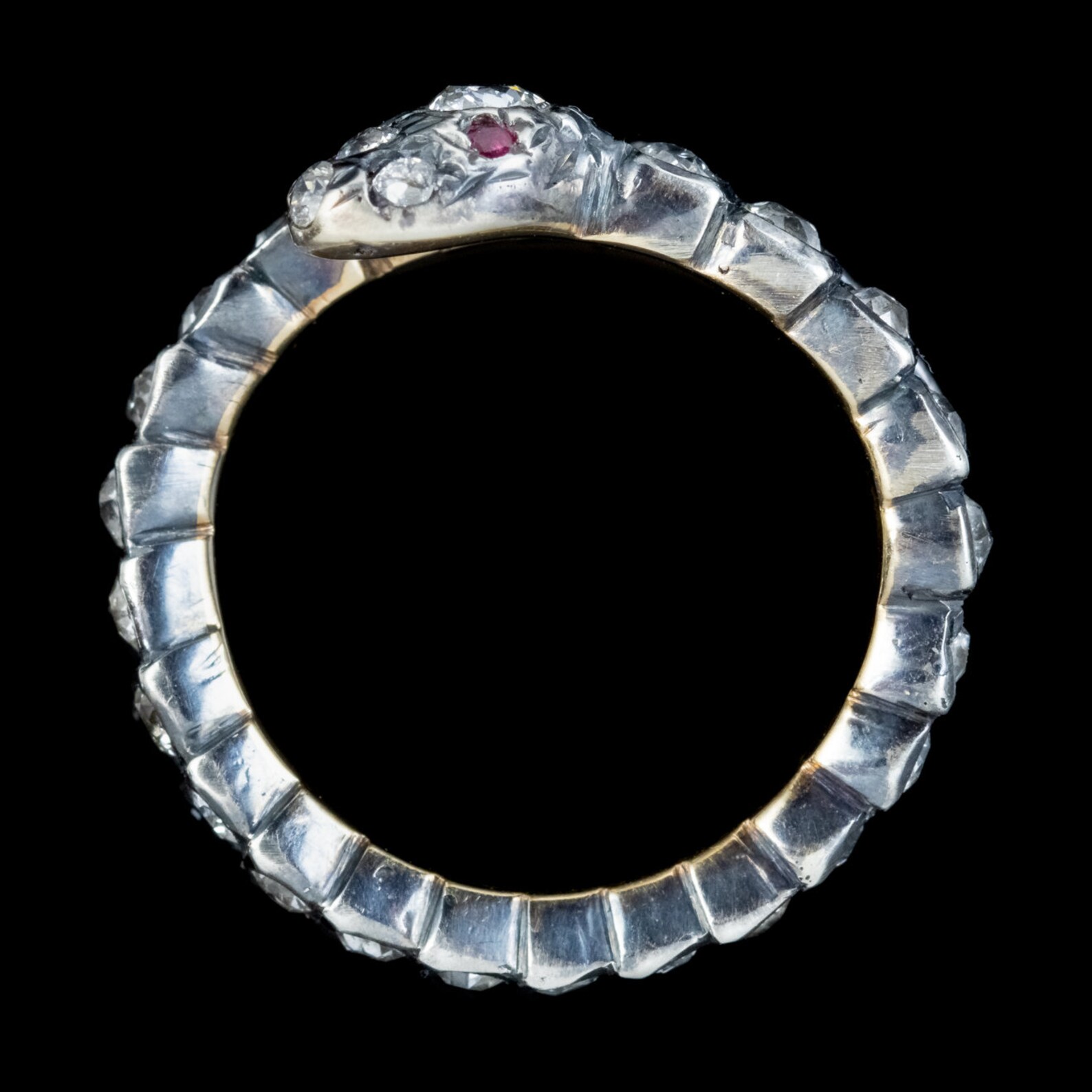 Georgian Style Diamond Snake Eternity Ring Ruby Eyes - Etsy UK