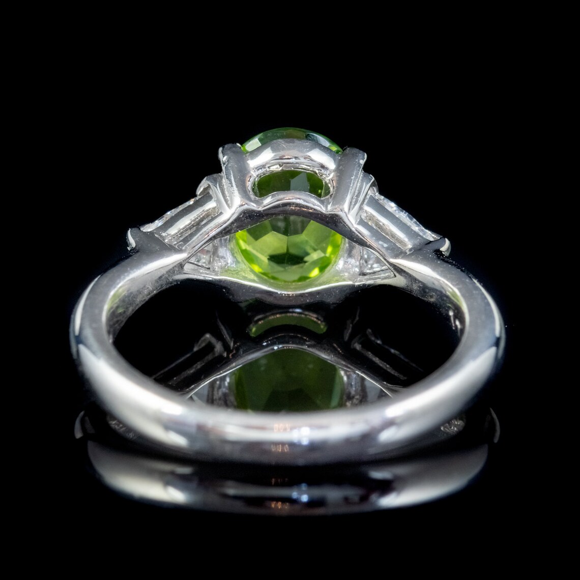 Peridot Diamond Trilogy Ring Platinum 1.74ct Peridot Trillion | Etsy