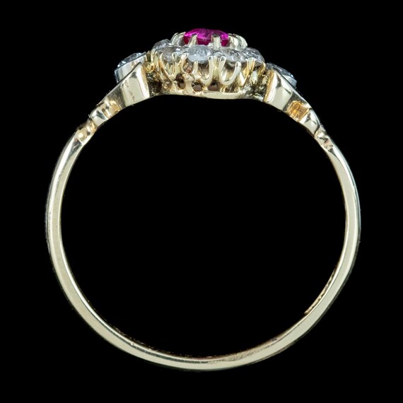 Antique Victorian Ruby Diamond Daisy Cluster Ring - Gem