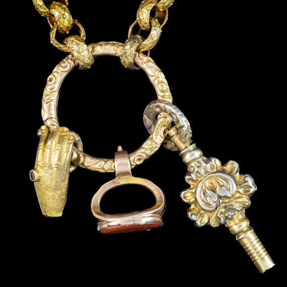 Antique Georgian Chain Bracelet With Watch Key Fob An… - Gem