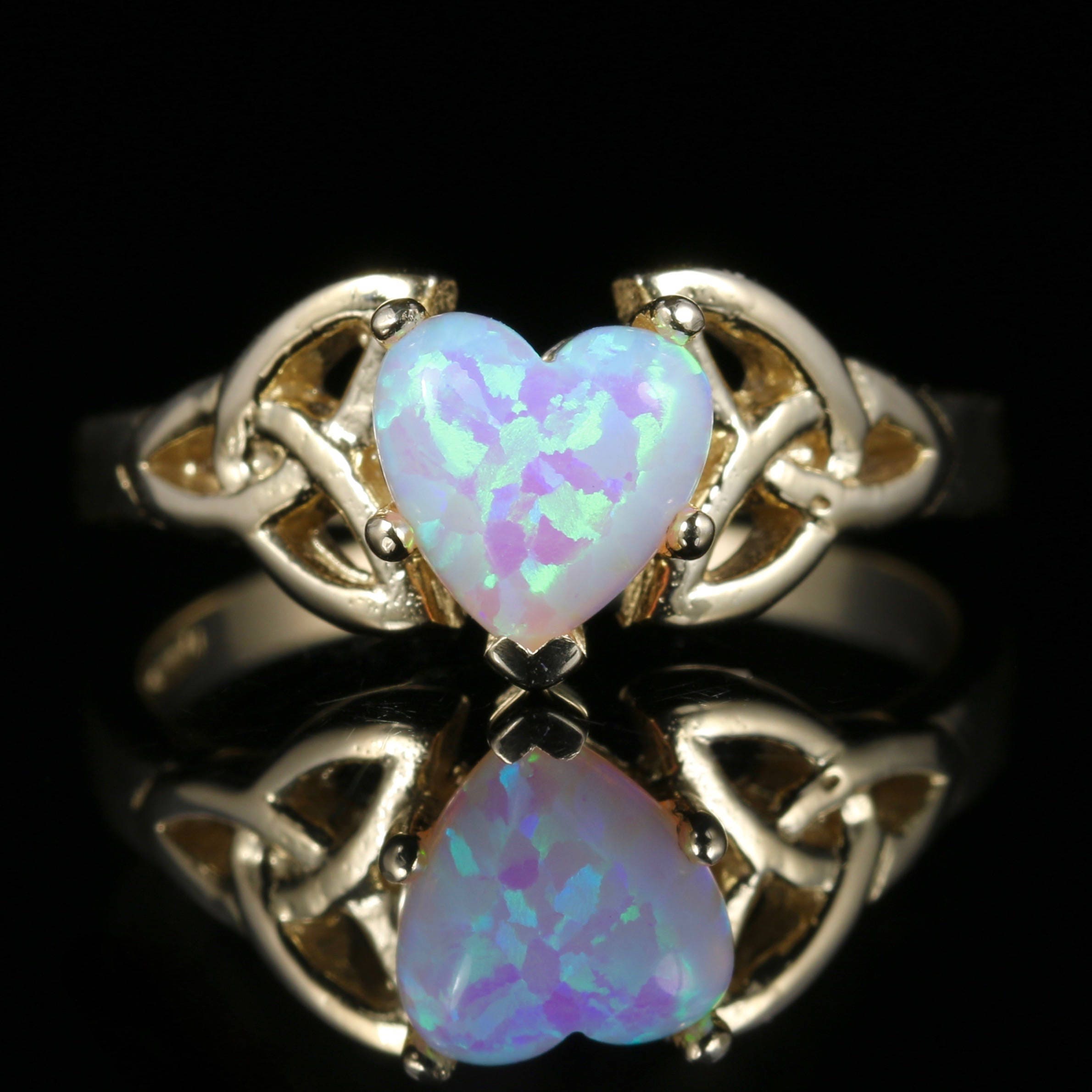 Opal Heart Ring 9ct Gold Celtic Design - Etsy