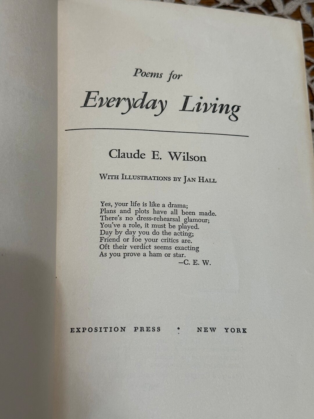 Autographed 1953 First Edition: Poems for Everyday Life by Claude E ...