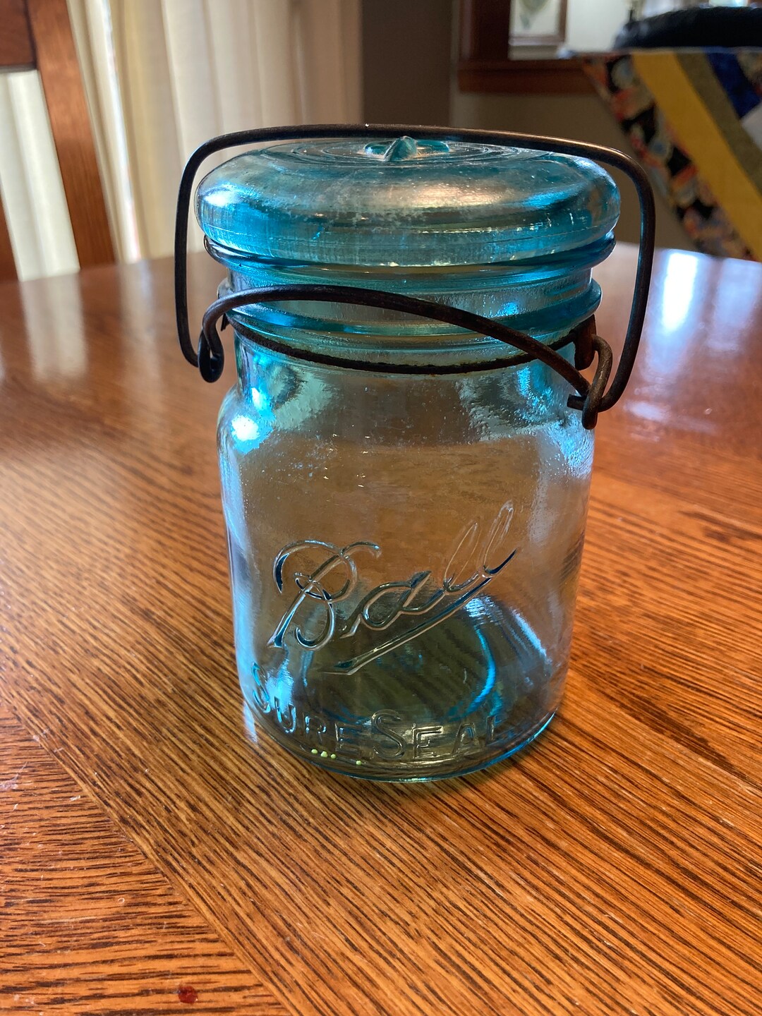 Vintage 1920s Blue Ball Sure Seal No 8 Jar, Wire Handle and Closure ...