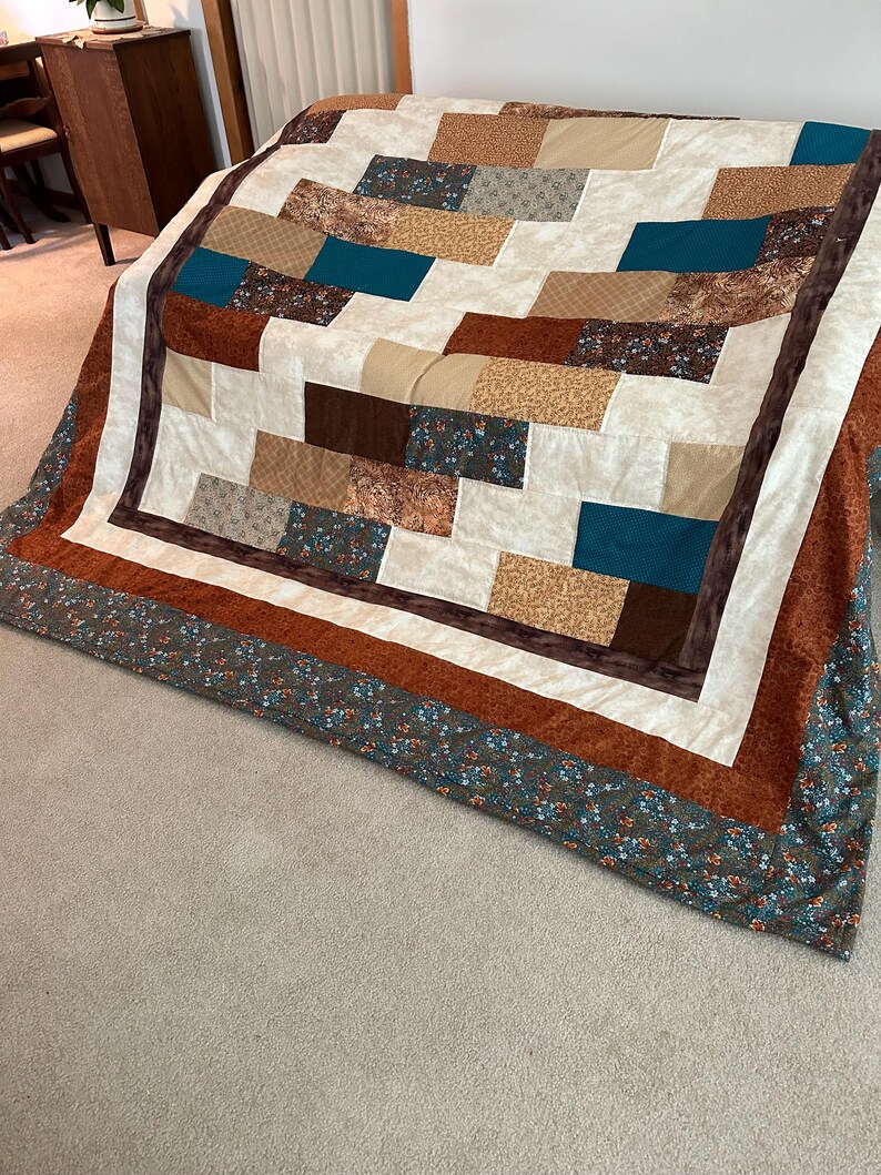 Hand Quilted Queen Quilt: Fall Step Block Design, 90" X 104" - Etsy
