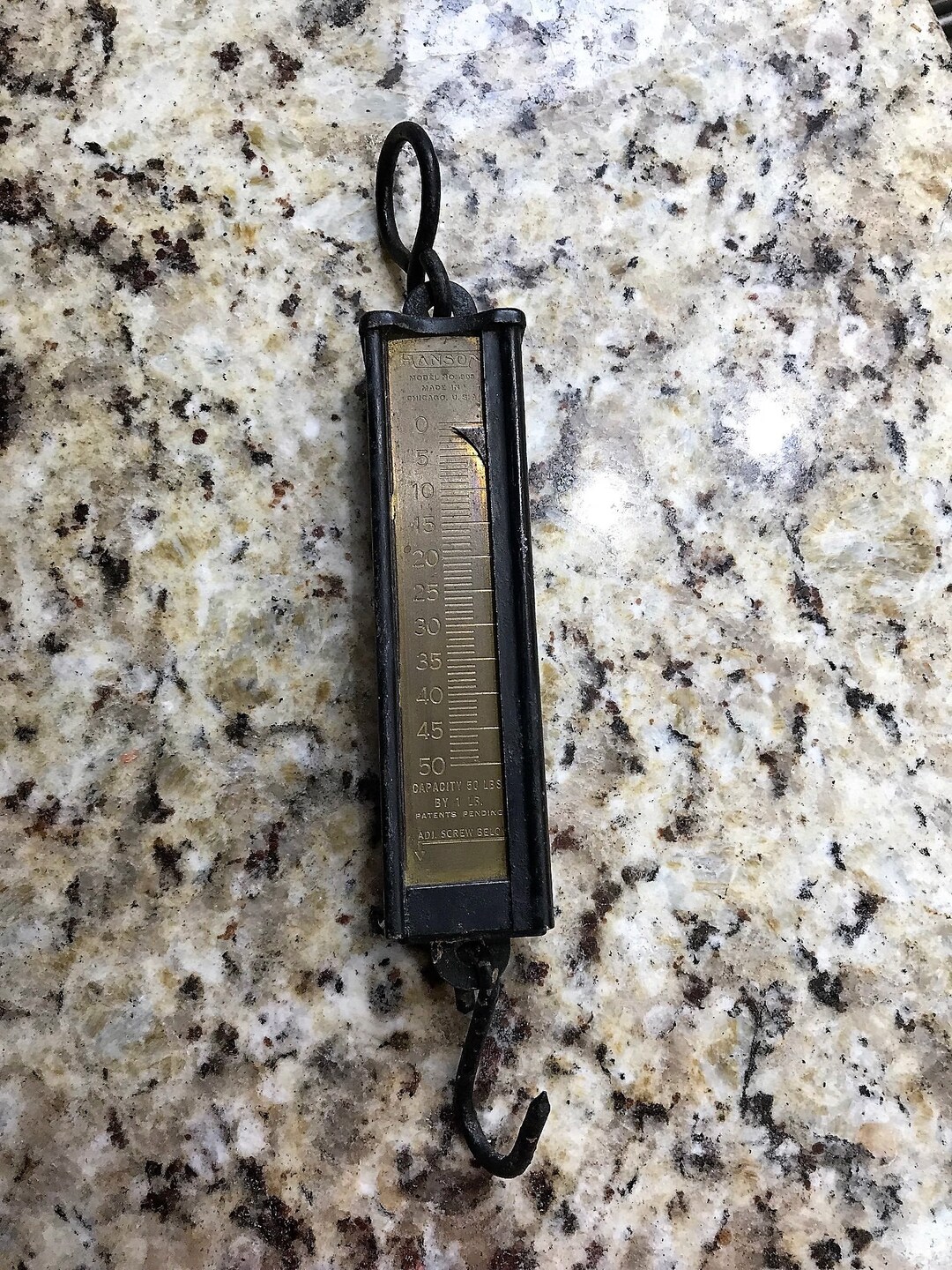 Vintage Hanson Hanging Scale, 50 Lb Max, Black Antique Scale, Hinckley ...
