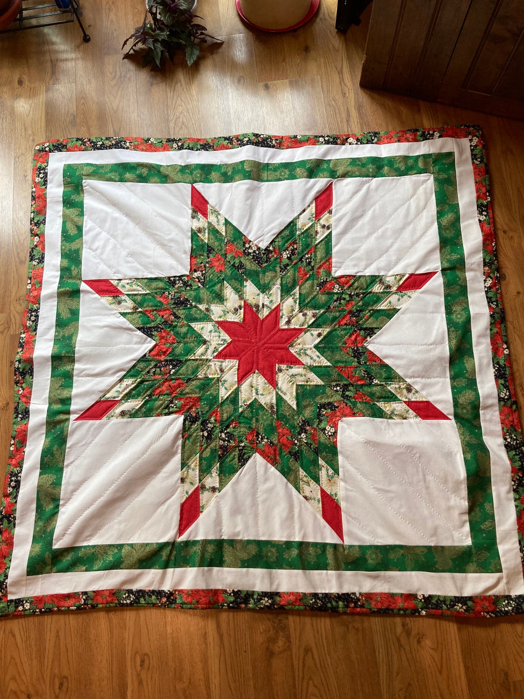 Star Wall Hanging, Star Quilt, Hand Quilted, Lone Star, Christmas Star ...