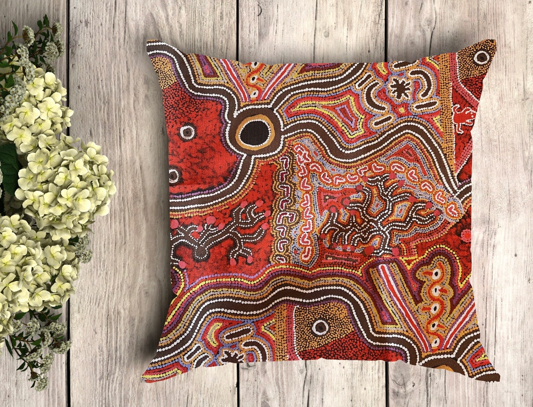 Multi-coloured Aboriginal Indigenous Art Cushion Pillow Cover. - Etsy