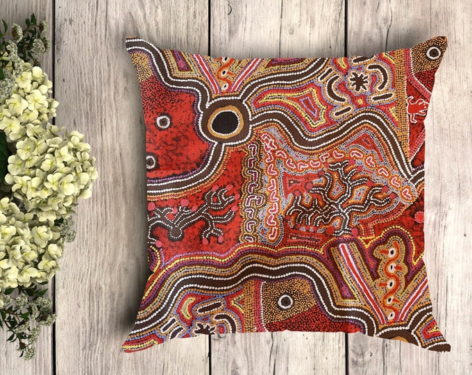 Multi-coloured Aboriginal Indigenous Art Cushion Pillow Cover. - Etsy