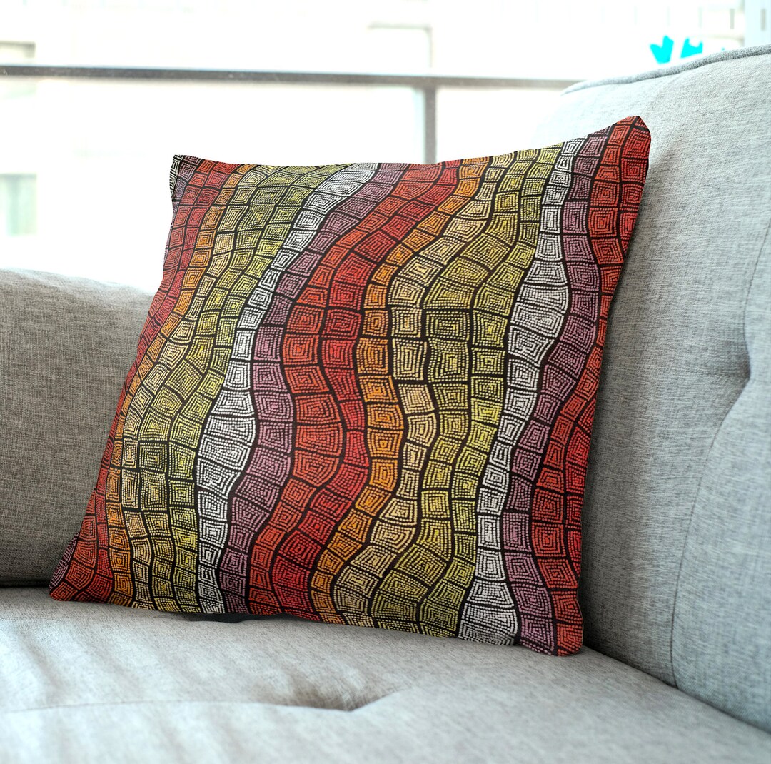 Indigenous Abstract Cushion Covers | "sand Dunes" Design | 18"/20" Made ...
