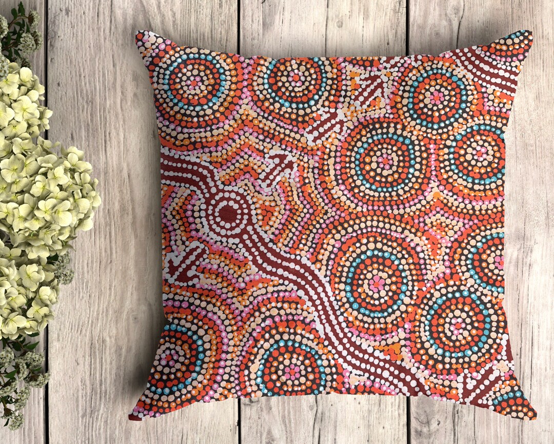 NEW Aboriginal Indigenous Artists Warlu red Kangaroo Dreaming Cushion ...