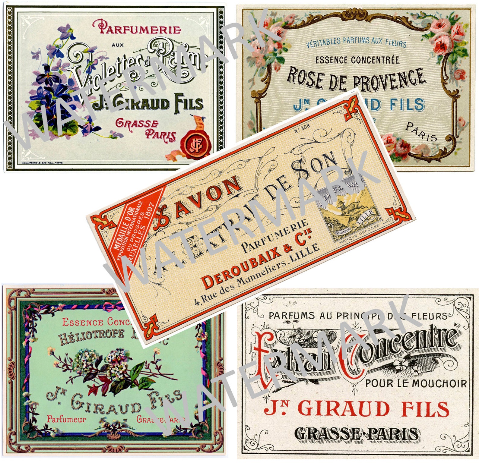Digital Download - 5 Vintage French Soap/perfume Label Images. - Etsy