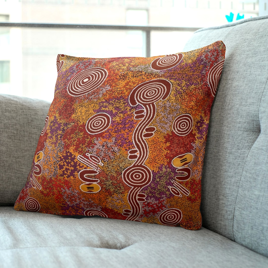 Aboriginal Indigenous Cushion Covers | "desert Walk" 18"/20" | Throw ...