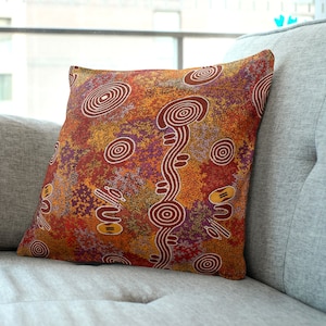 Aboriginal Indigenous Cushion Covers | "desert Walk" 18"/20" | Throw ...