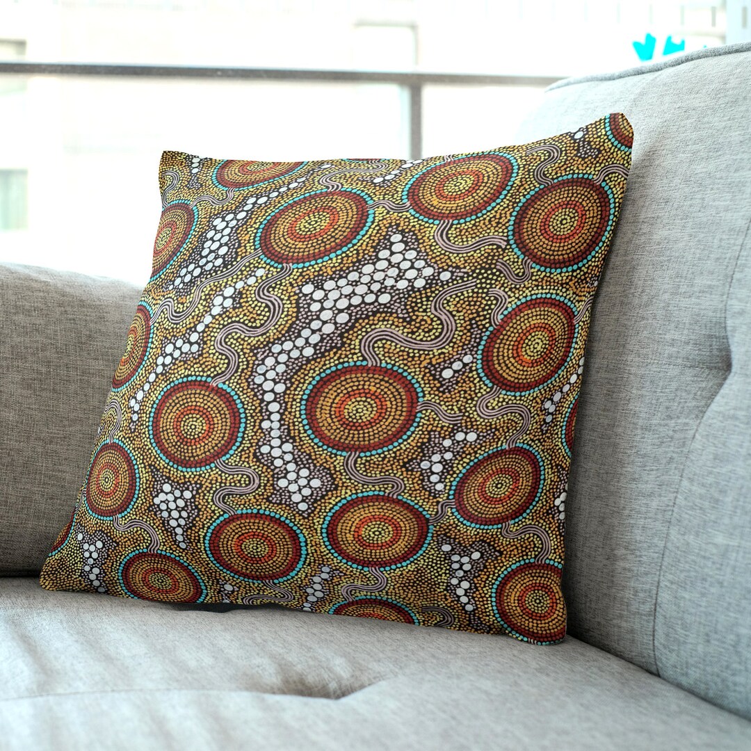 Aboriginal Artist Cushion Covers Unique Dotted Design Indigenous Decor ...