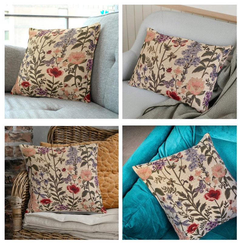 Victorian Floral Cushion Covers | Cottage Decor | Tapestry Fabric ...