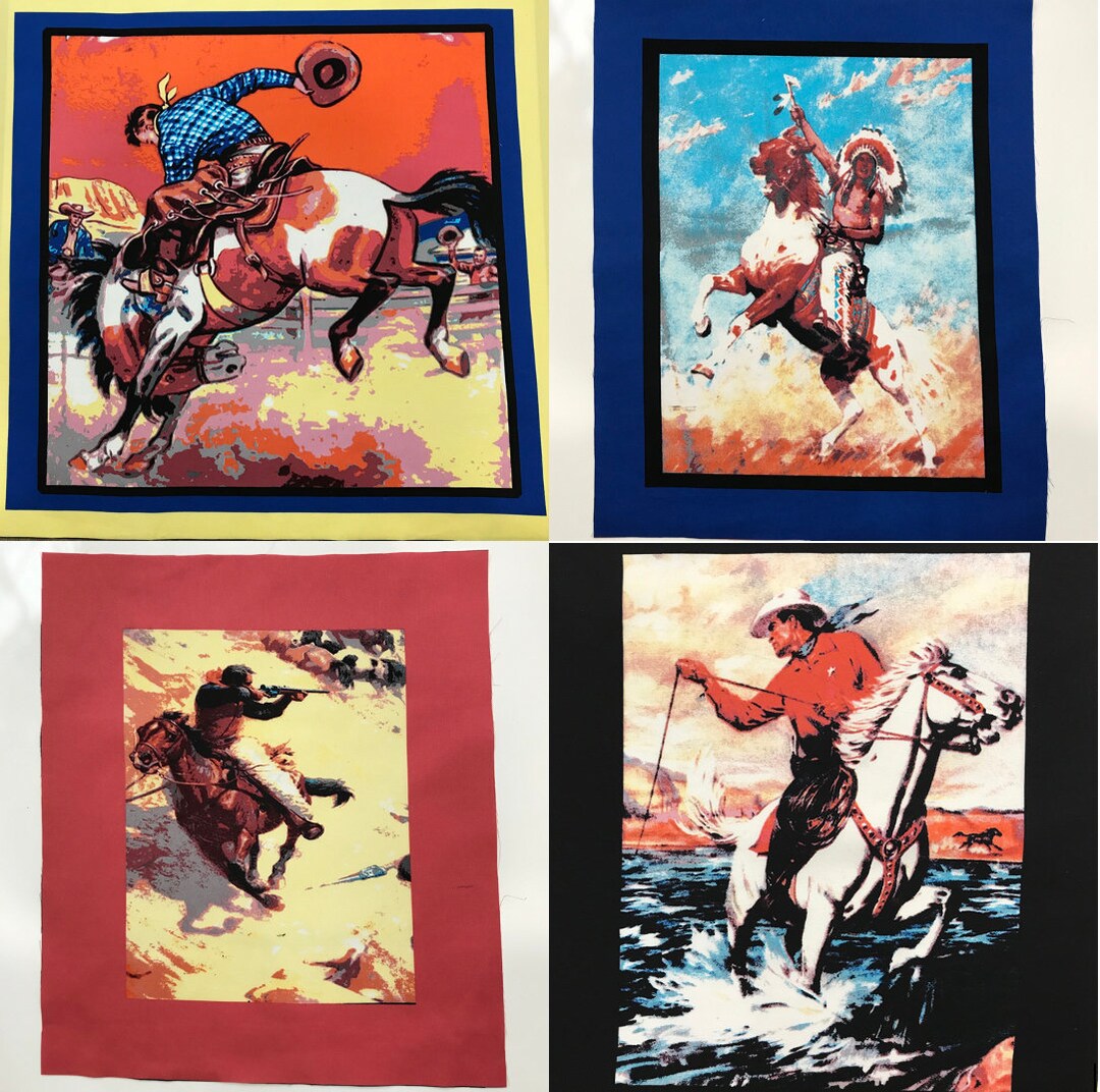 Cowboys & Indians Fabric Panels for Framing or Crafting. From Australia ...