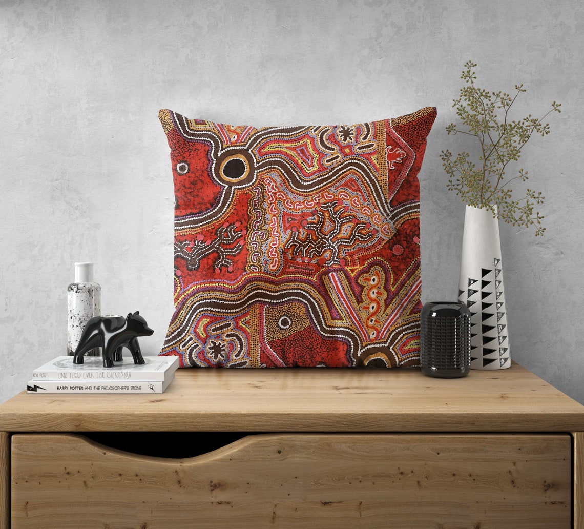Multi-coloured Aboriginal Indigenous Art Cushion Pillow Cover. - Etsy